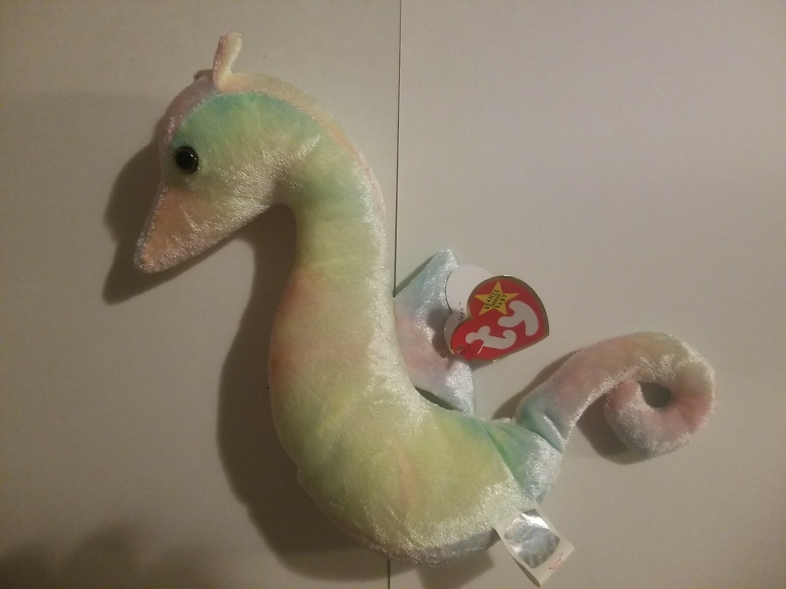 RARE Ty Beanie Baby NEON the Seahorse With Silver Halogram Tag and Tag ...