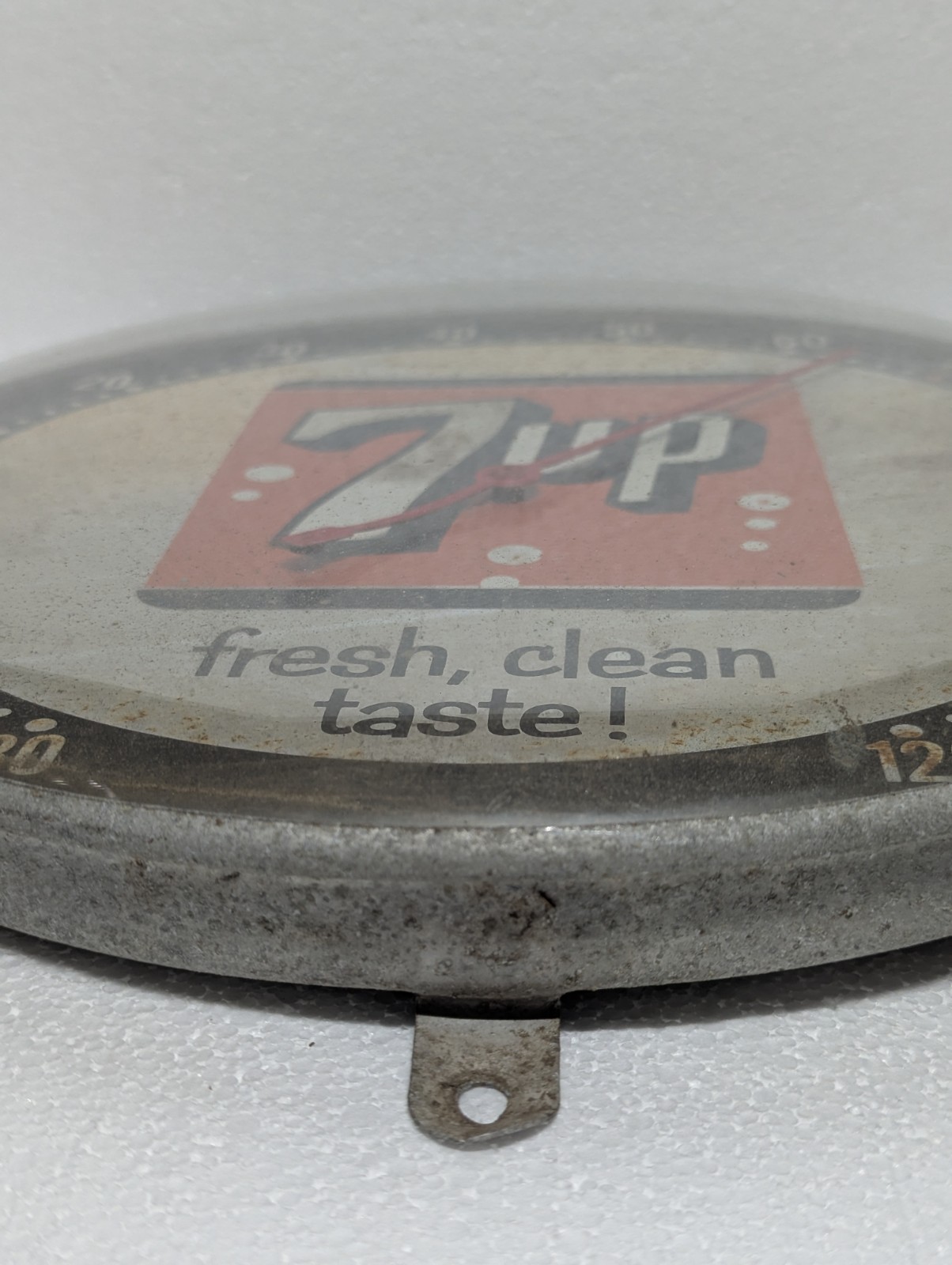 Vintage 7UP Advertising Thermometer 12" Glass Face Soda Pop Sign Works ...