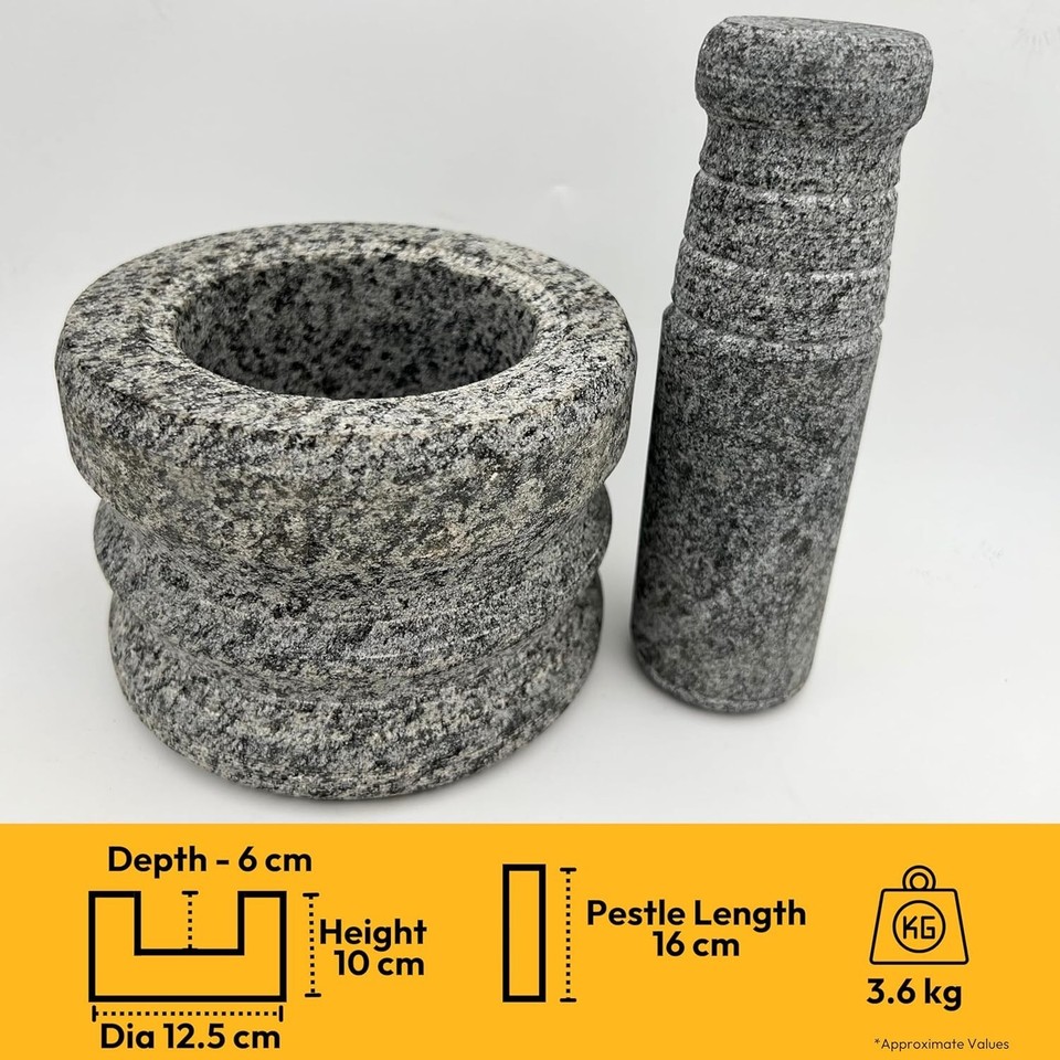 Stone Mortar and Pestle Set Okhli Masher Khalbatta Spices Grinder | eBay