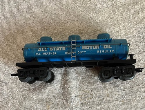 Marx Train Blue Allstate Motor Oil Triple Dome Tanker 8-Wheel Car #5553 ...