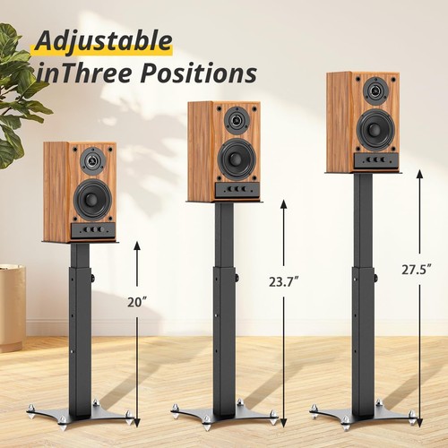 Adjustable Bookshelf Speaker Stands Pair 20-27.5 Inch All-Metal Heavy ...