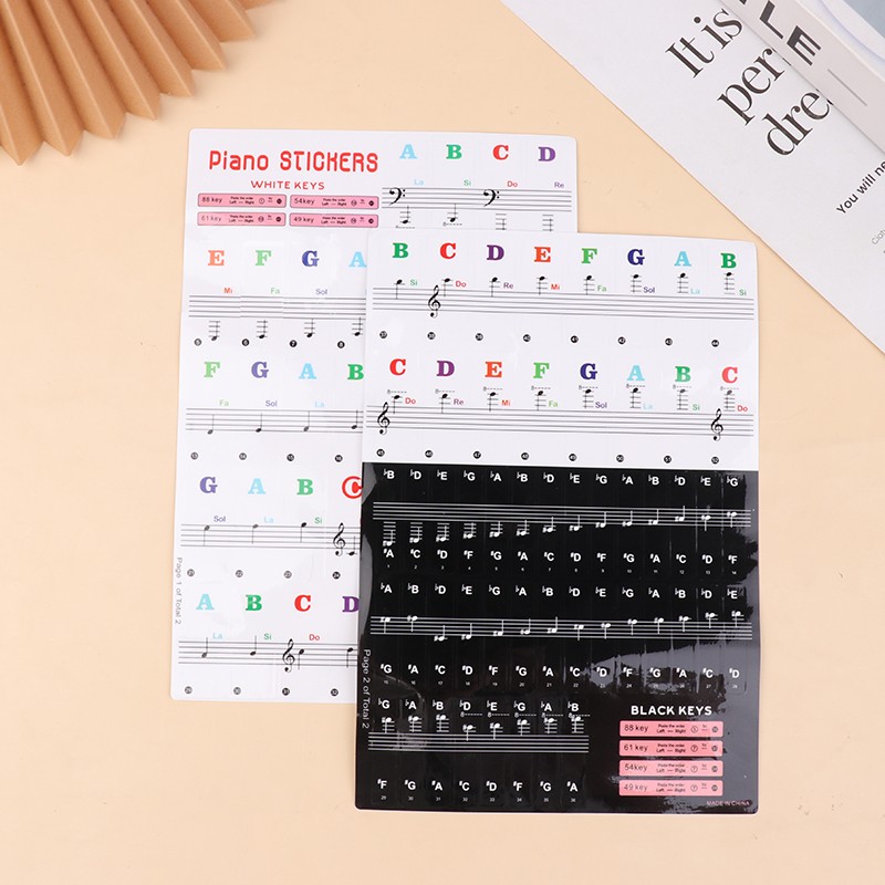 1PC Piano Keyboard Stickers White And Black Keys Piano Keyboard Note ...