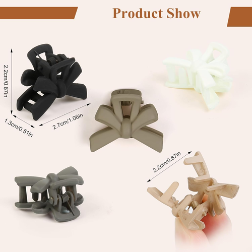 30PCS Mini Bow Hair Claw Clips, Matte Small Claw Clips for Women Non ...