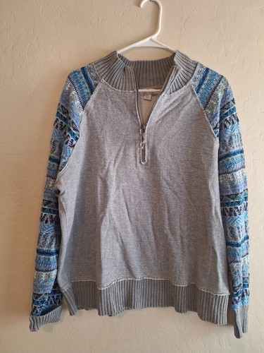 Sz XL Sundance KNIT NORDIC SLEEVE Knit Sweater 1/4 Zip Pullover Raw ...