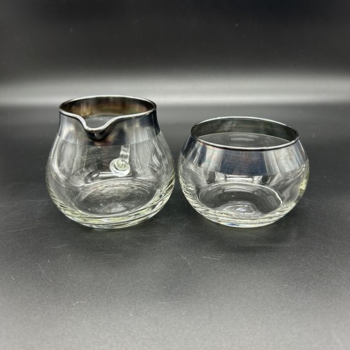 MCM Dorothy Thorpe Style Roly Poly Cream & Sugar with Thick Silver Band ...