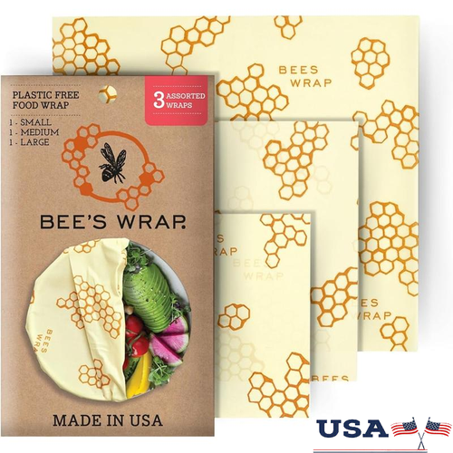Eco Friendly Reusable Beeswax Food Wraps Assorted Sizes Kitchen Storage ...