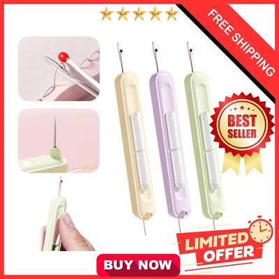 3 Pack Needle Threader, 2025 Upgraded Plug-In 2 in 1 Needle Threader ...
