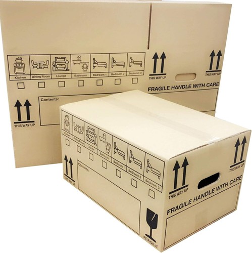 LARGE MOVING HOUSE BOXES Cardboard Box Removal Packing Boxes Handles ...