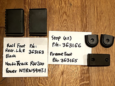 Parts-Rail Foot, Stop, & Frame Foot for NordicTrack RW200 Rower ...