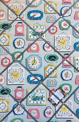 Cath Kidston Clocks Grey Handcrafted Fabric Notice Pin Memo Memory ...