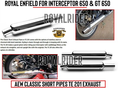 Royal Enfield AEW CLASSIC SHORT PIPES TE 201 EXHAUST For Interceptor ...