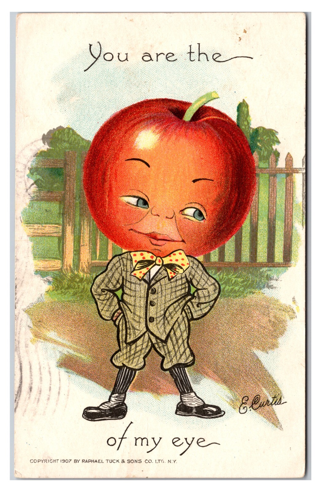 Early 1900s "You Are The of My Eye" Apple Head Man- Comic Postcard ...