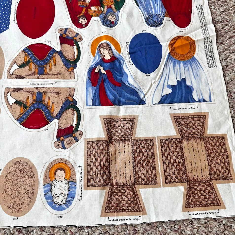 3D Nativity Scene Cut Sew Fabric 4 Panel OOP Christmas Manger VIP ...