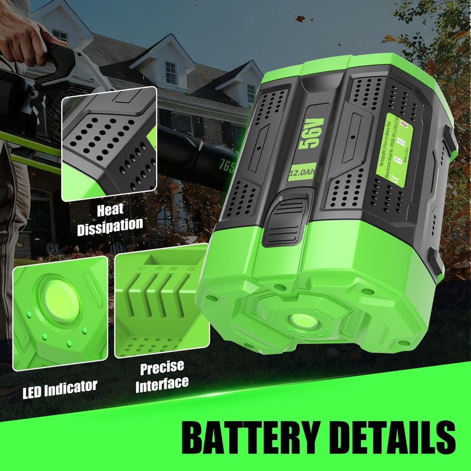 Upgraded 12Ah / 10Ah Li-Ion Battery For EGO 56V 56 Volt BA5600T BA4200 ...