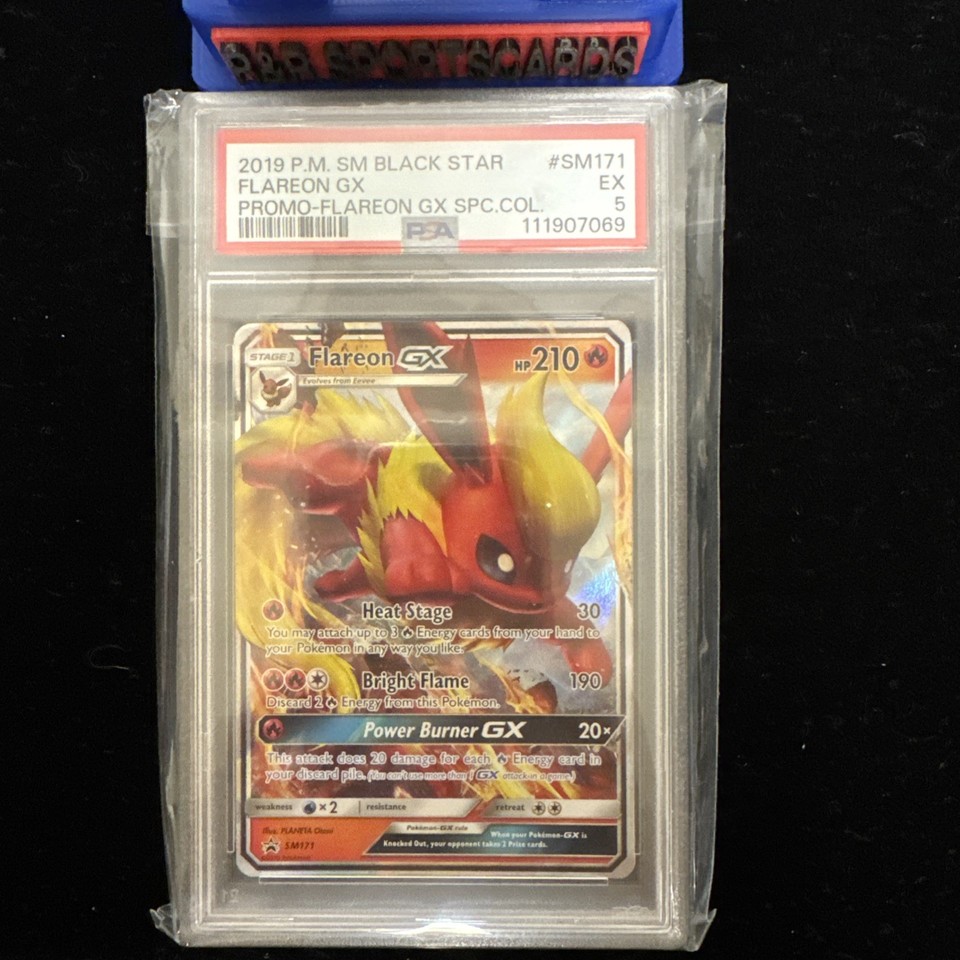2019 P.M SM Black Star Flareon GX Promo-Flareon GX SPC.COL #SM171 PSA 5 ...