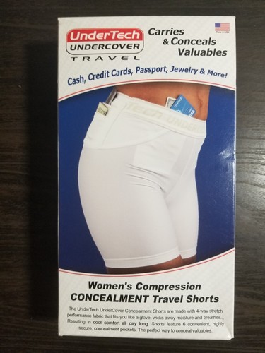 2XL Undertech Undercover Womens Compression Concealment Travel Shorts White. | eBay