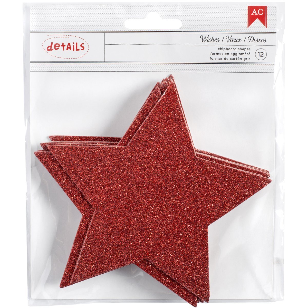 Red Glitter Chipboard Stars Deck The Halls | eBay