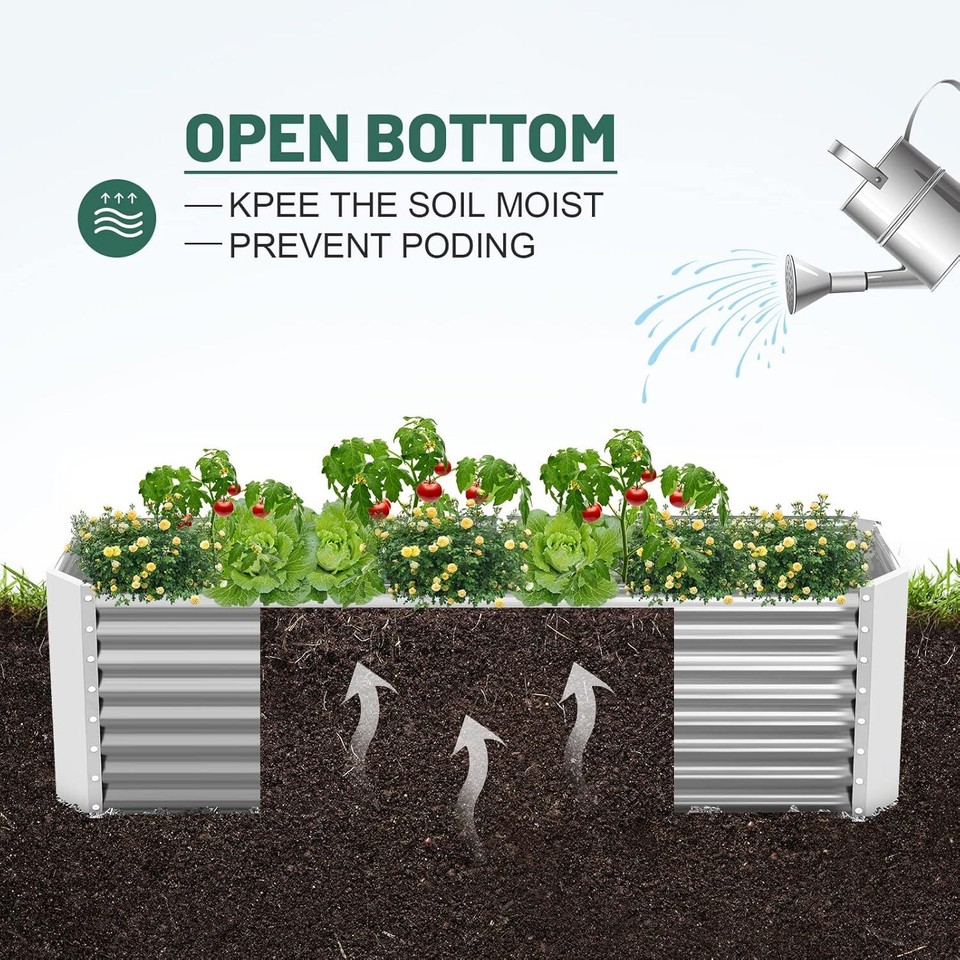 Large Garden Raised Bed Vegetable Herbs Planter Outdoor Flower Trough ...