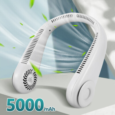 5000mAh USB Neck Hanging Fan Cooling Air Cooler Portable Little Air ...