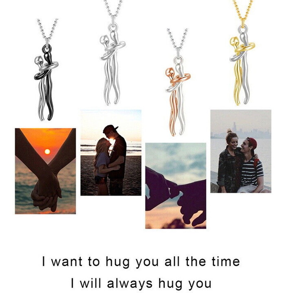 Love Pendant Necklace Women Jewellery Gift Couple Hug Kissing Chain ...