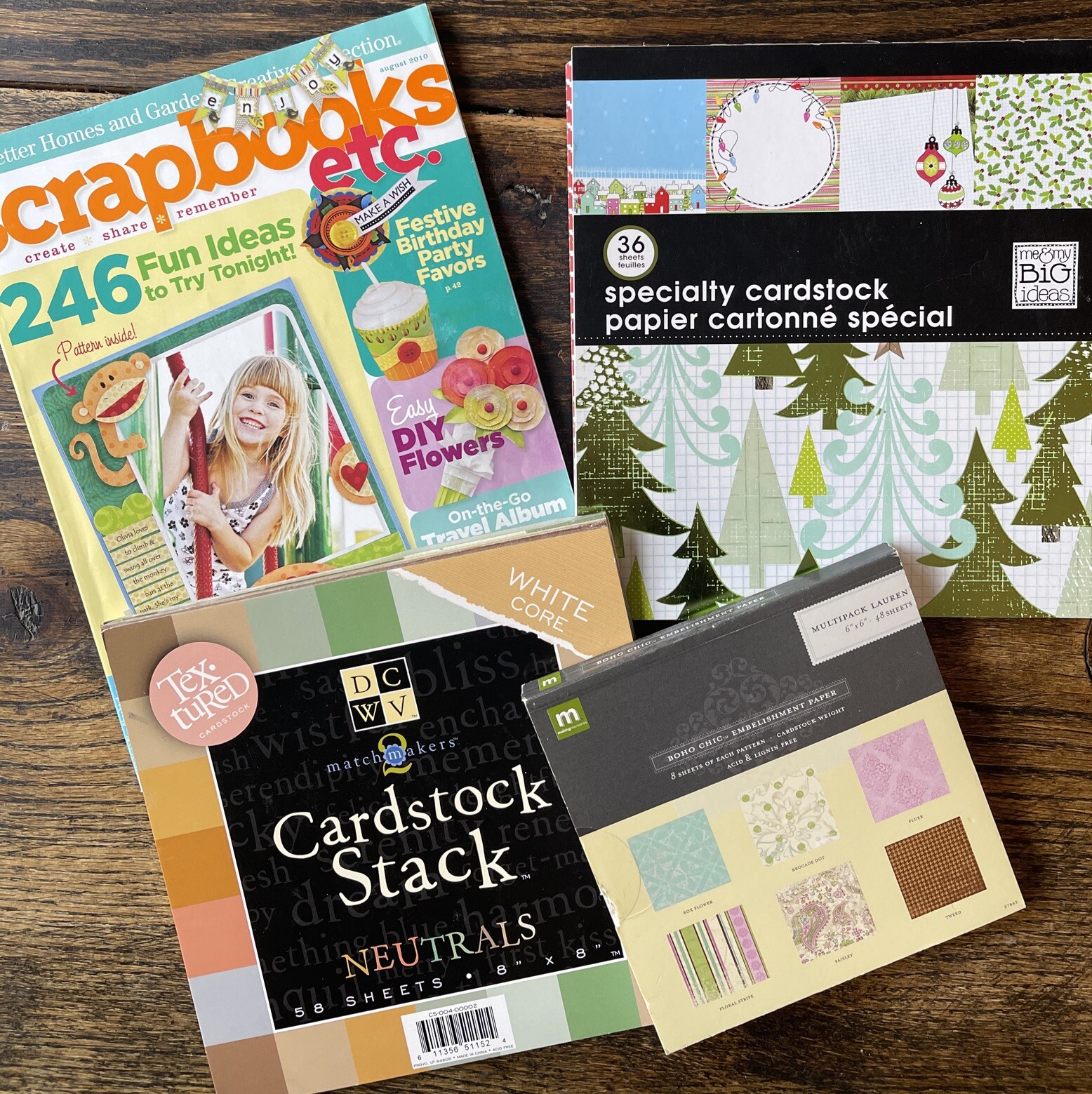 Lot of 6" & 8" Scrapbook Etc Magazine Paper Cardstock Card Making junk ...