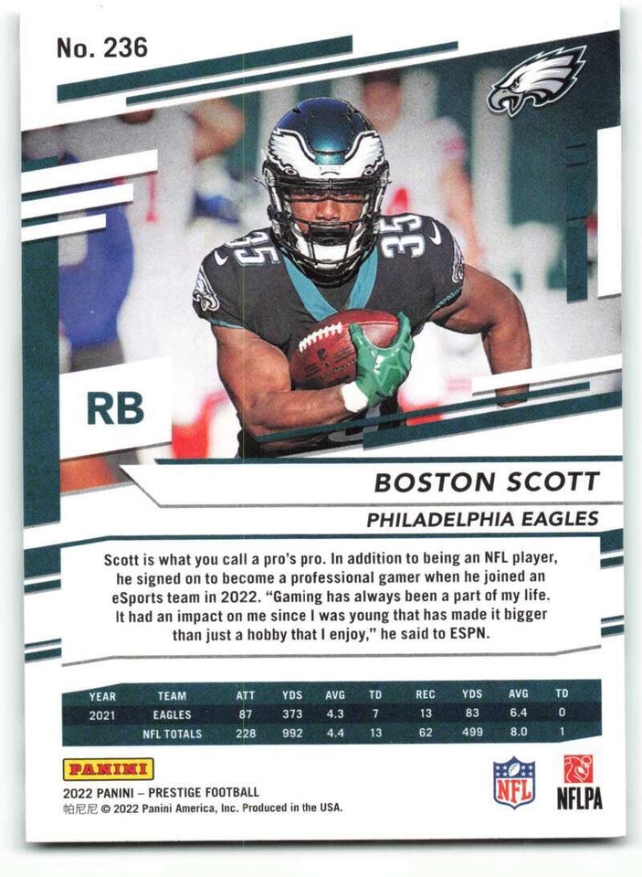 BOSTON SCOTT 2022 Panini Prestige #236 NFL Eagles ID:39677 | eBay