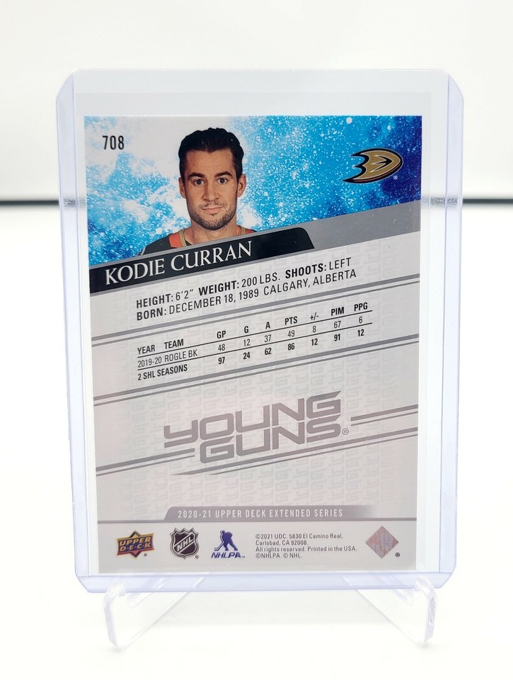 KODIE CURRAN 20/21 UPPER DECK EXTENDED SERIES YOUNG GUNS RC #708 | eBay