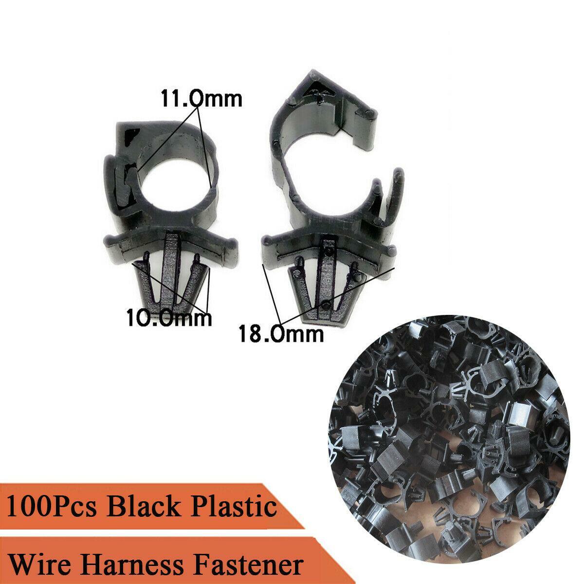 100Pcs Auto Car Wiring Harness Fastener Fixed Clips Black Tie Wrap ...