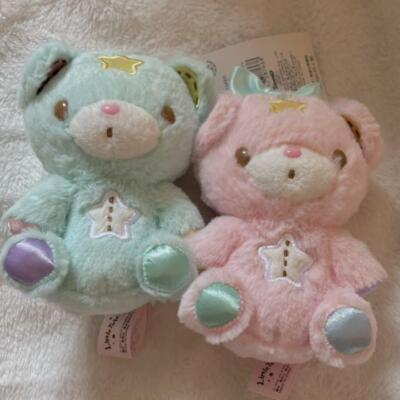 Kikirara Puff Poff Mascot Sanrio Little Twin Stars Bear Plush Set 14cm ...