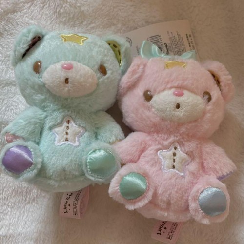 Kikirara Puff Poff Mascot Sanrio Little Twin Stars Bear Plush Set 14cm ...