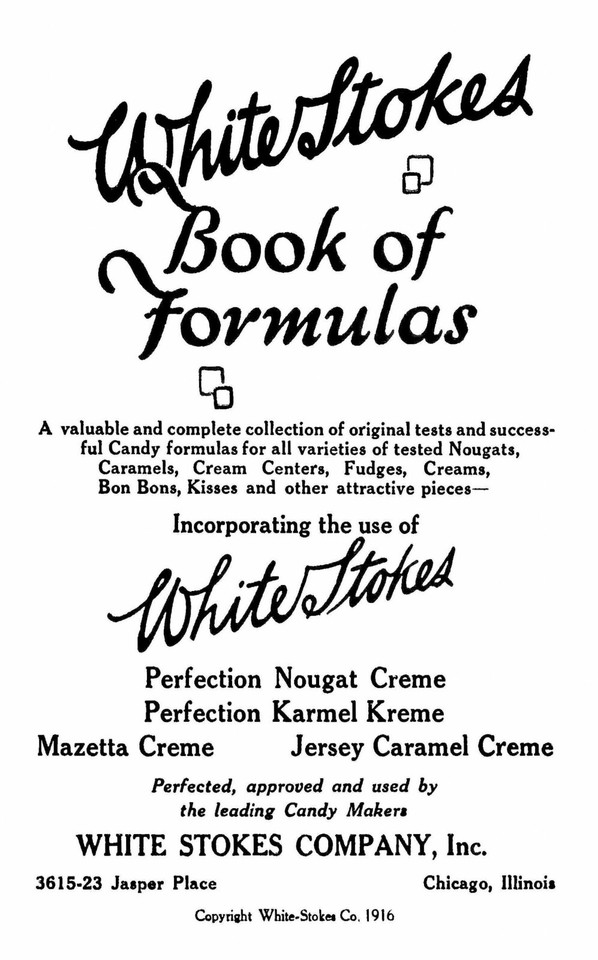 White Stokes Book Of Candy Formulas 1916 (49 page) | eBay