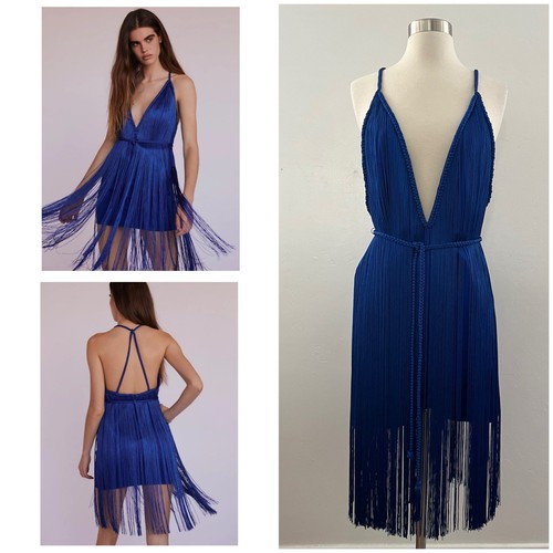 Free People Fringe Element Bodycon Mini Dress Sleeveless Strappy Blue Small | eBay