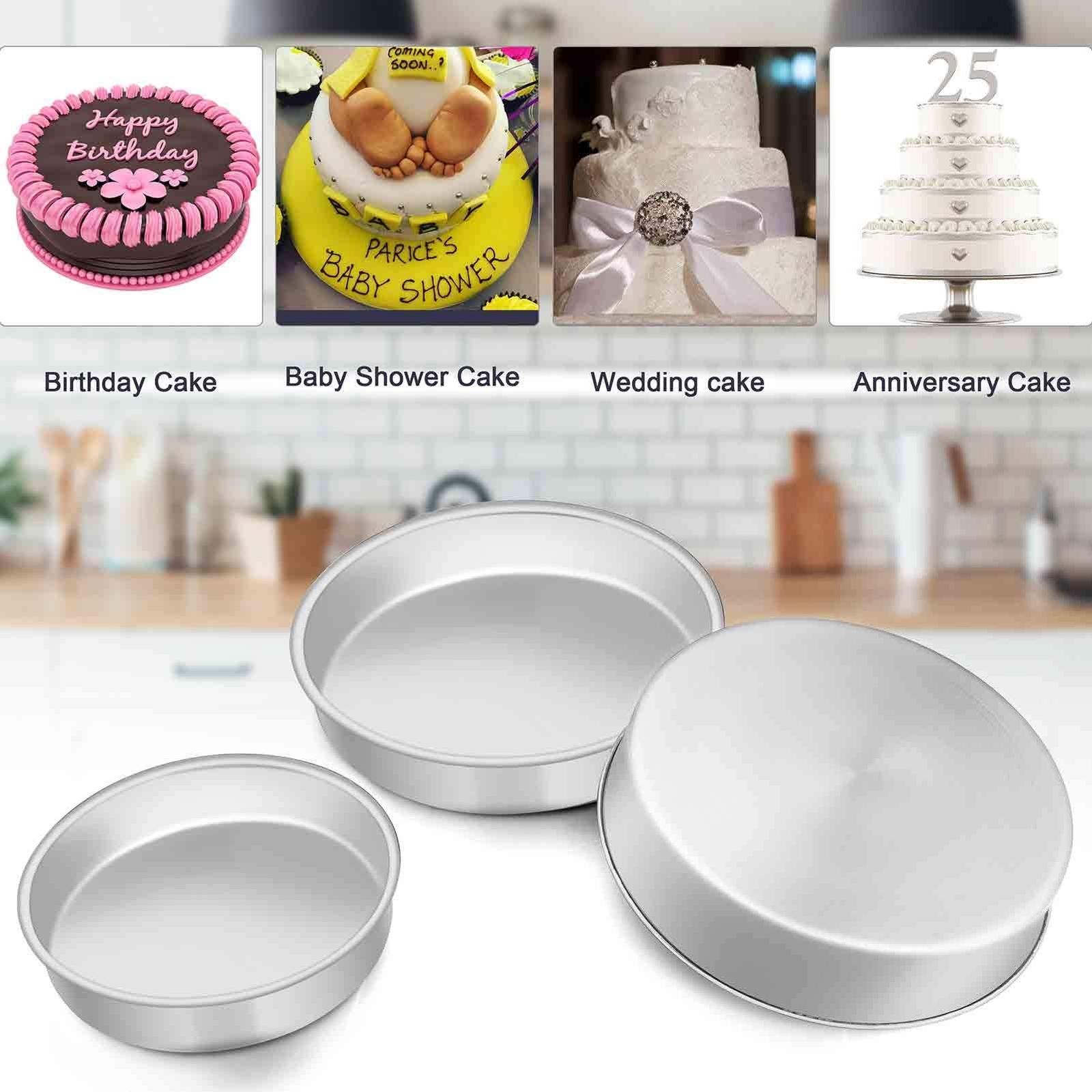 TeamFar Cake Pan, Stainless Steel Round Cake Pan Baking Tier Cake Pans ...