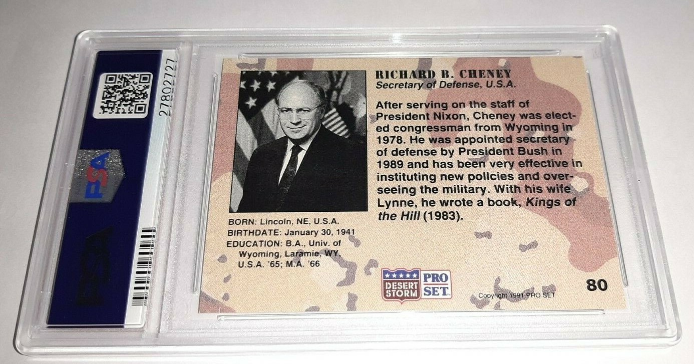 1991 Pro Set Desert Storm #80 Dick Cheney Graded PSA 9 Mint | eBay
