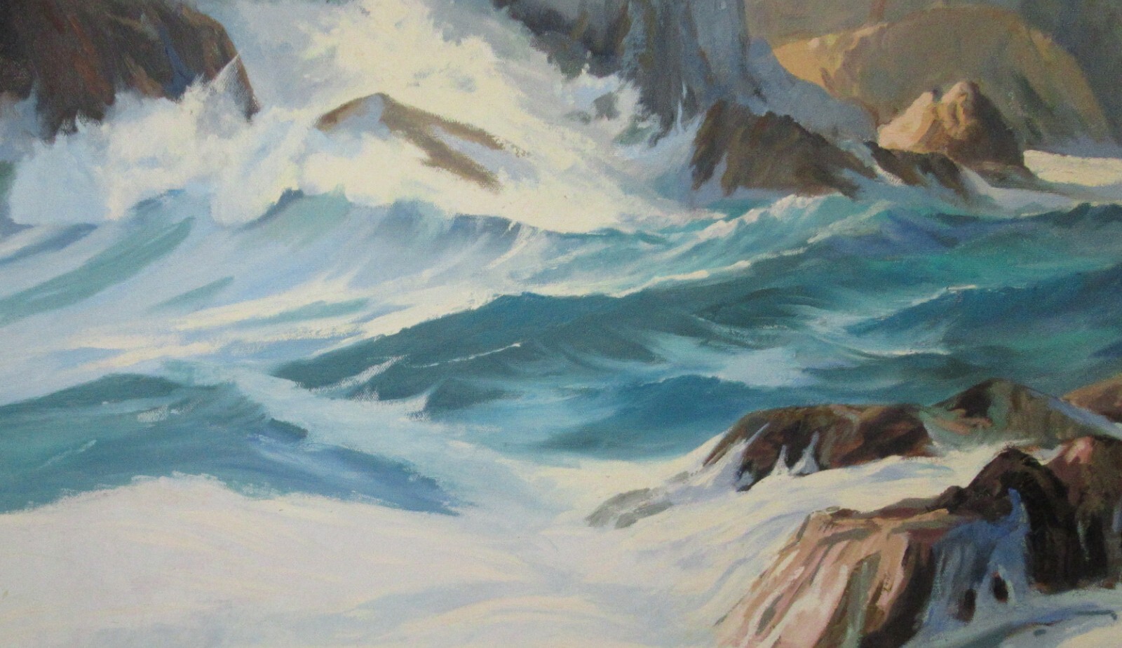 LAMAR ROWBURY LARGE ORIGINAL OIL ON CANVAS HIGH WAVES SEASCAPE PAINTING ...