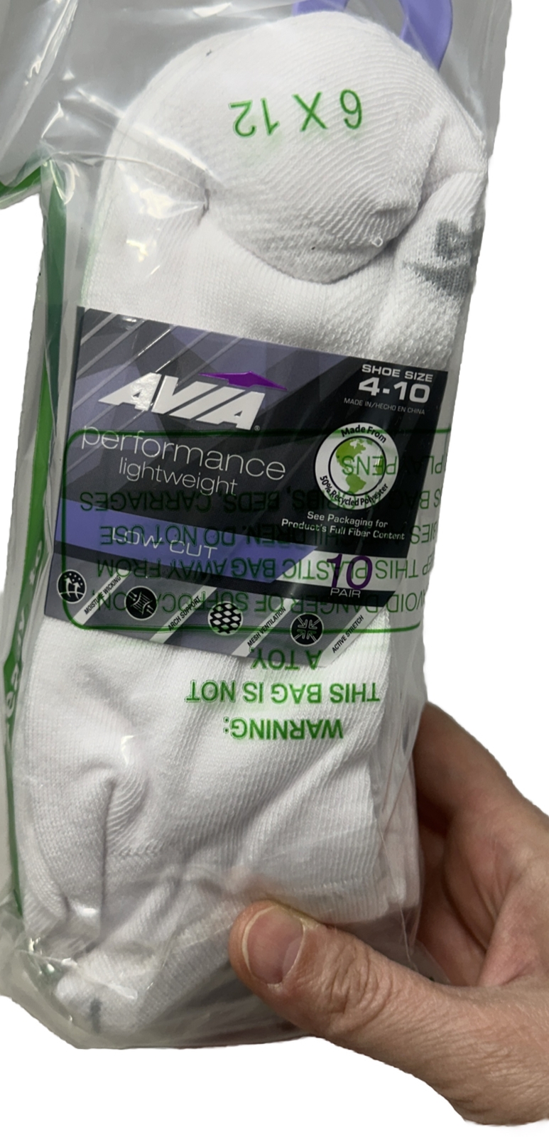 Avia Womens Low Cut Solid, White Socks Pack of 10 Shoe Size 4-10 | eBay