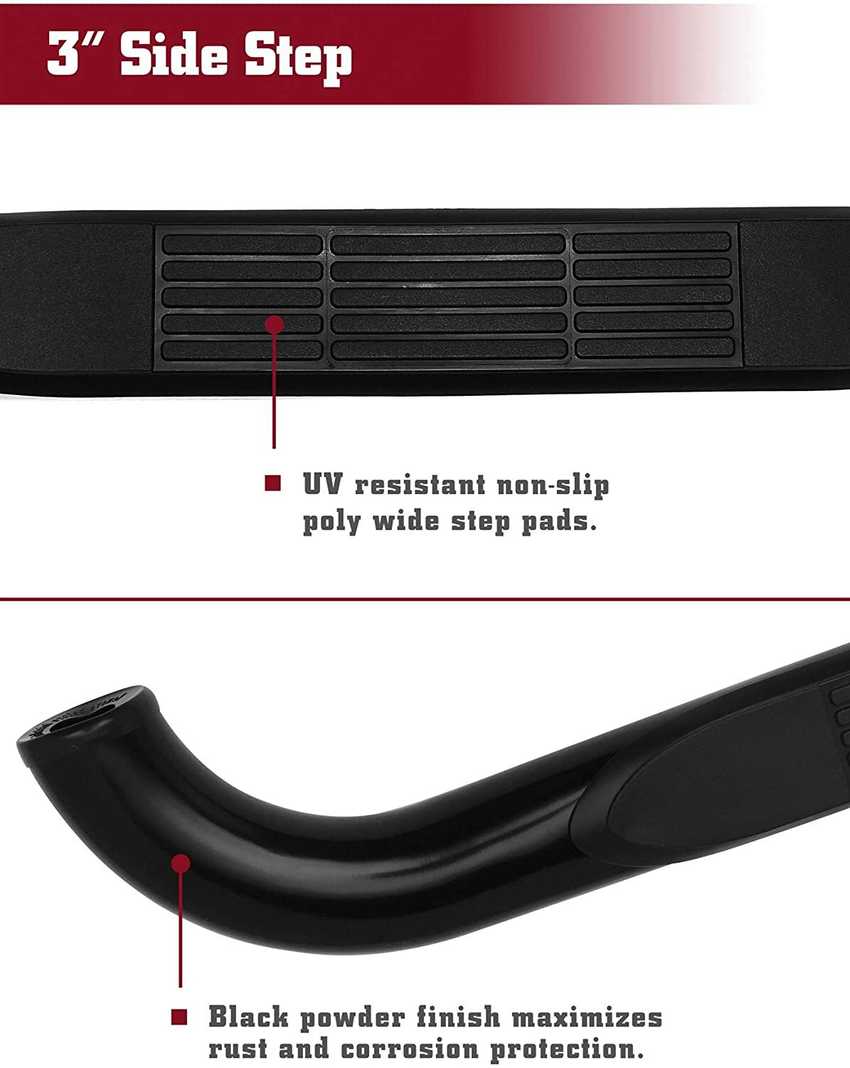 For 2006-2010 Hummer H3 3" Black Side Steps Nerf Bars Running Boards ...
