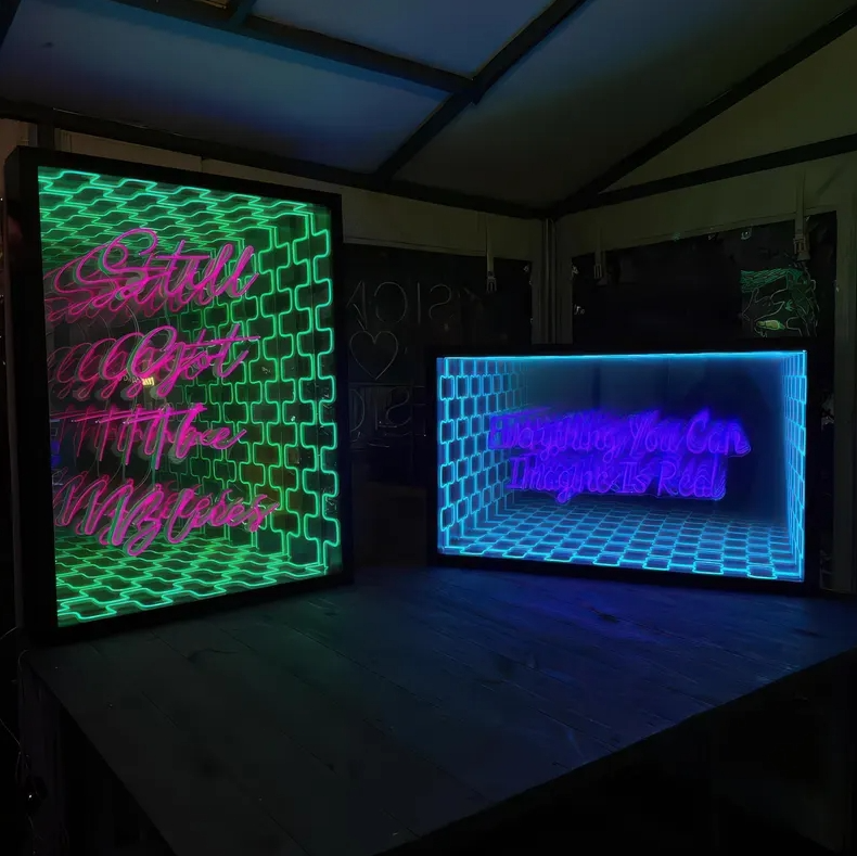 Infinity Mirror Neon Sign Art👍Wall Logo Sign,Business Logo Sign,3D Logo ...