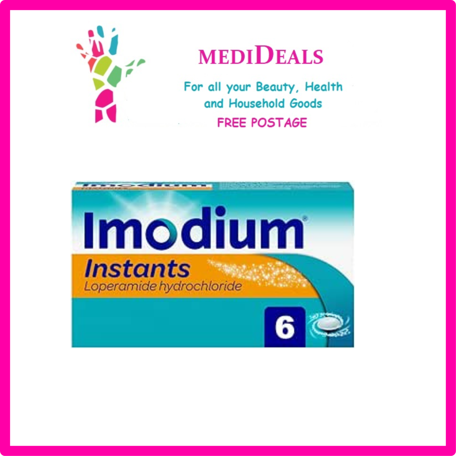 Imodium Instants Loperamide Hydrochloride Colitis Treatment - 6 Pills ...