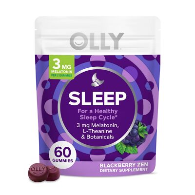 Olly Sleep Gummies 60 Count Melatonin L Theanine Blackberry Mint Flavor ...