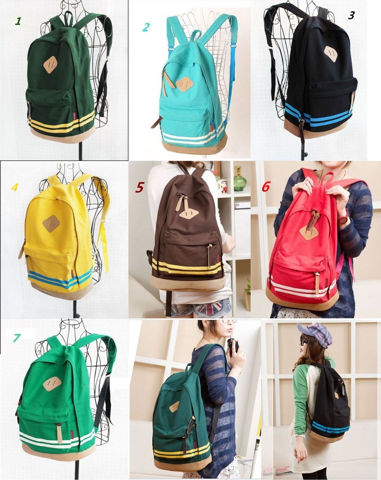 Cute Pig Nose Backpack Student School Bag Canvas bag Travel Rucksack | eBay