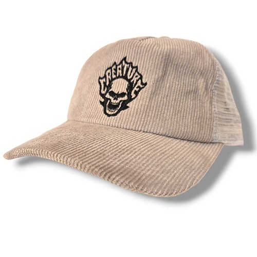Creature Skateboards Bonehead Flame Trucker Hat Grey Mesh cap Y2k ...