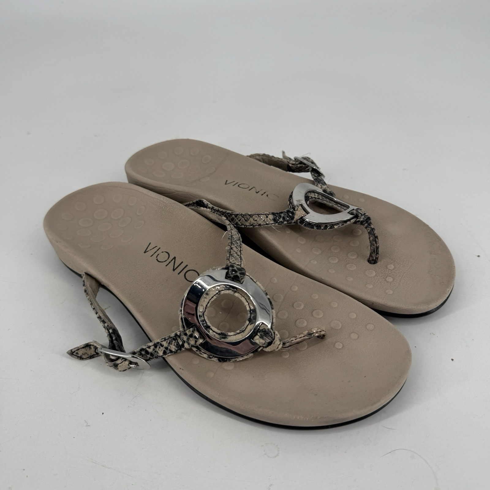 Vionic sandals womens 7 reptile comfort karina beach summer thong slip ...