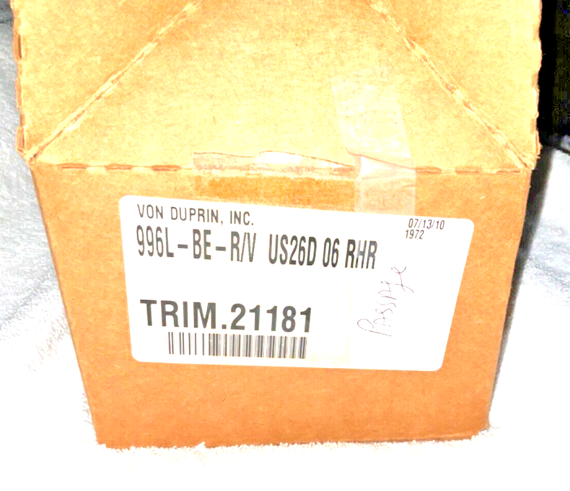 VON DUPRIN Exit Device Trim 996L-BE-06-R/V US26D RHR Lever Satin Chrome ...