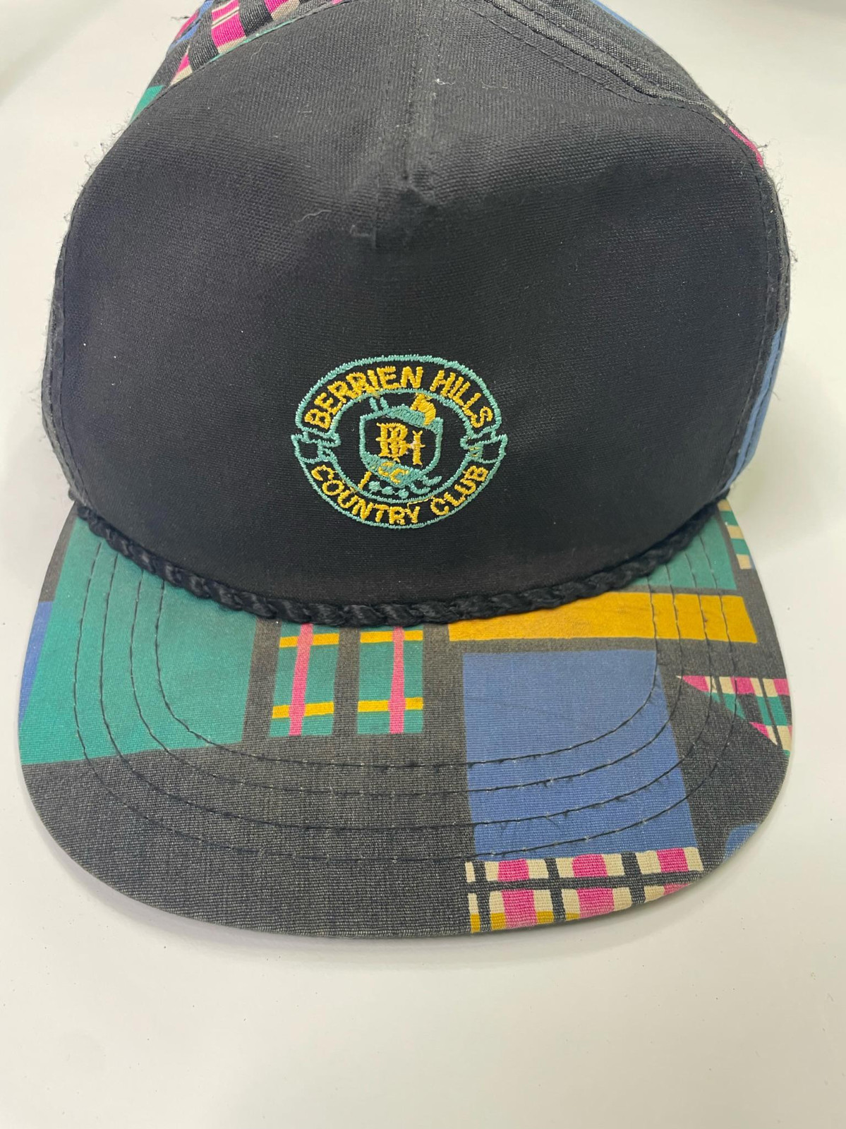 1990s Print Country Club Hat Leather Strap - Gem
