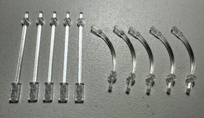 LEGO 5X Trans Clear Bar 12L 1 X 2 Part # 42445 & 5X 4042 Bar Curved ...