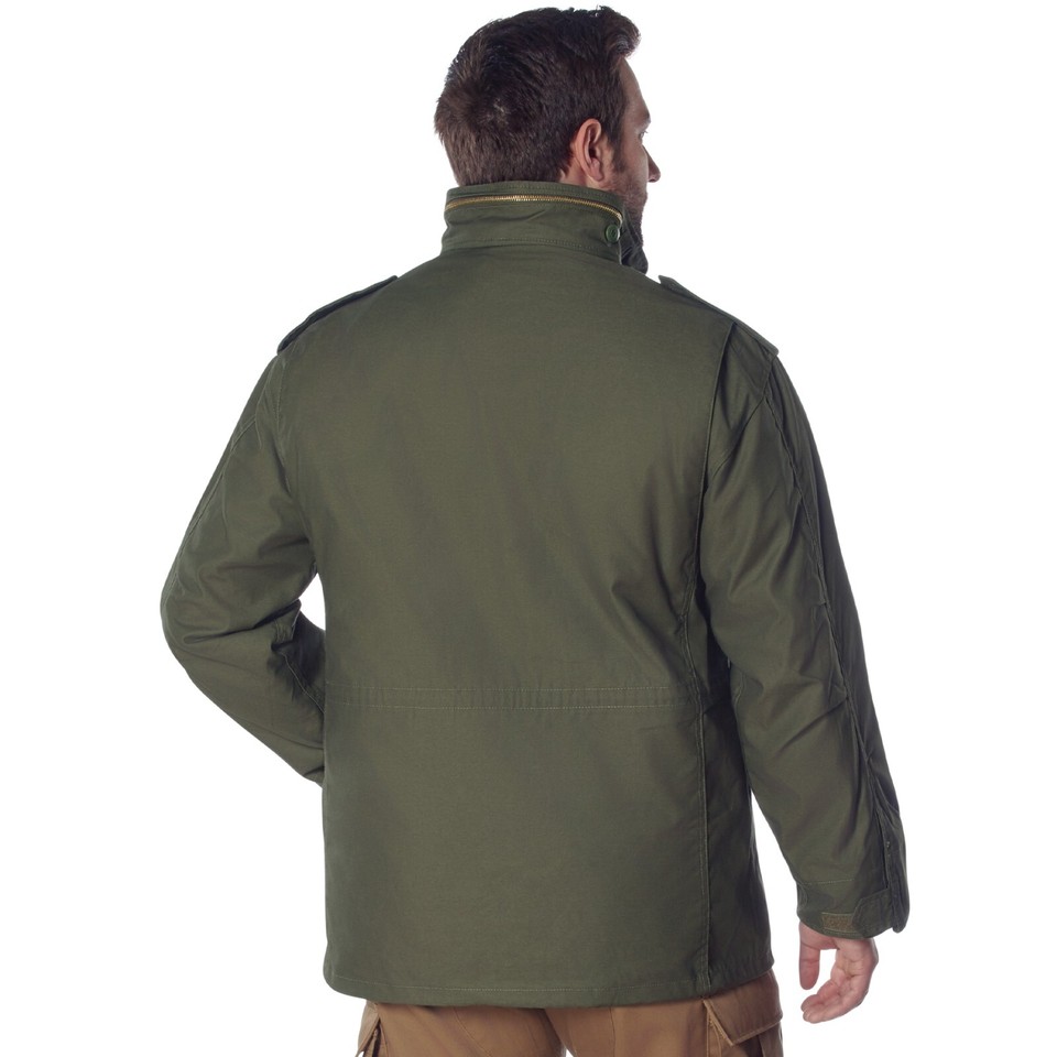 Men's Long Length M-65 Field Jacket in Black & Olive Drab Army Style ...