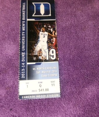 2014 UNC TAR HEELS at DUKE Blue Devils game Ticket stub 3/8/2014 1/Q/11 | eBay Australia