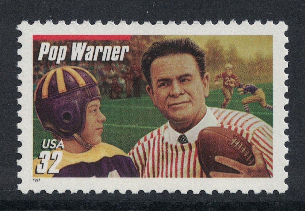 Scott 3149- Glenn "Pop" Warner, Football Coach- MNH 32c 1997- unused ...