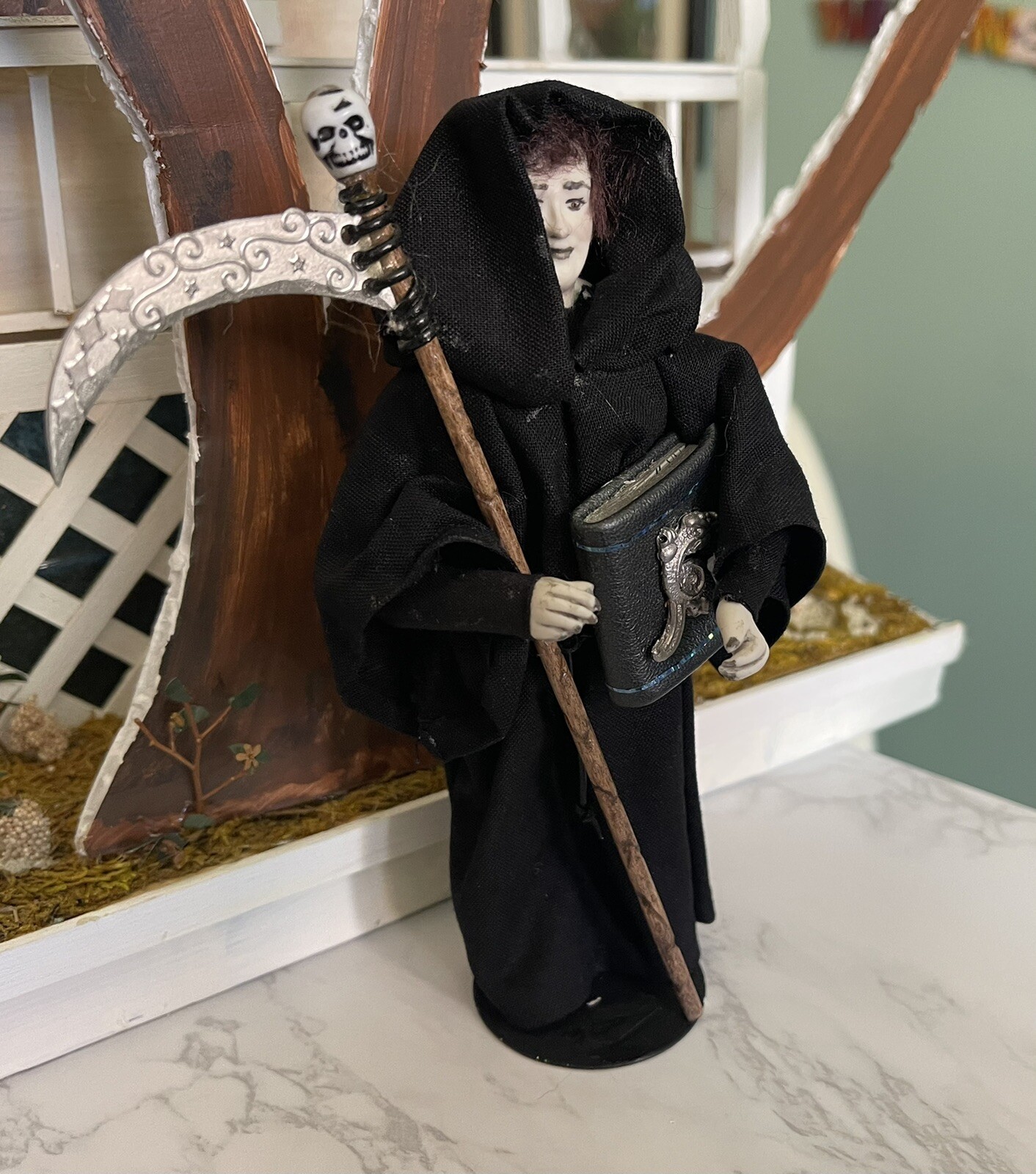 dollhouse wizard/ warlock/ grim reaper porcelain doll Halloween | eBay